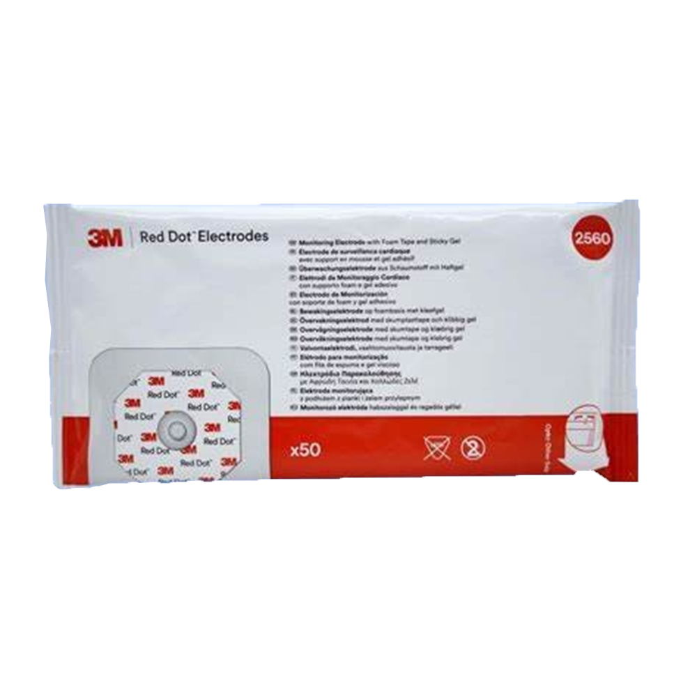 3M Red Dot 2560 Foam Monitoring ECG Electrode 4 x 3.5cm Radiolucent wi
