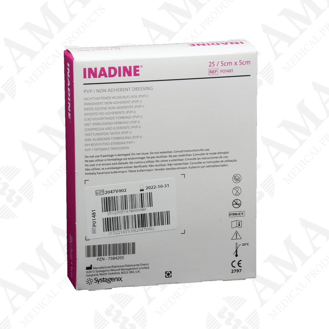 Inadine PVP-I Non Adherent Dressing 5x5cm